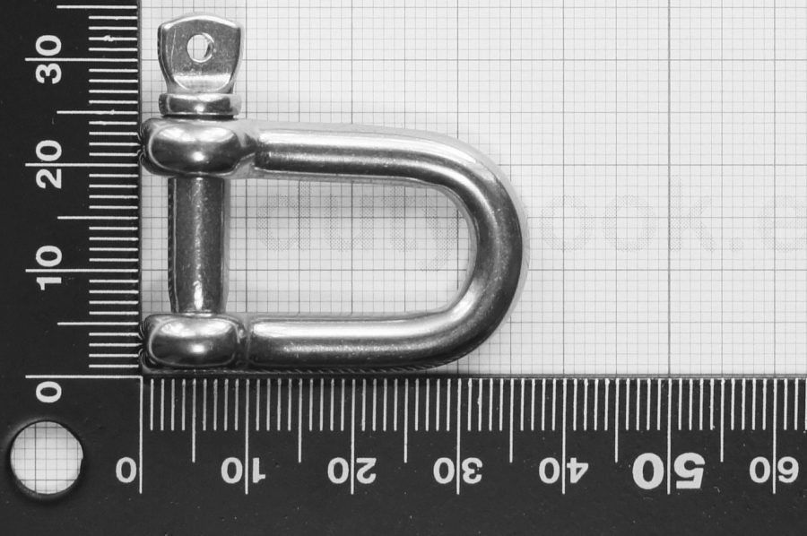 6x38 Straight D-shackle, short, stainless steel AISI 316 marine grade