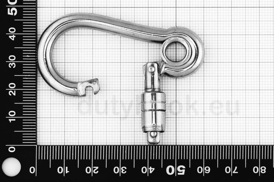 6x60 Carbine Hook with Eyelet and Self-lock Nut, stainless steel AISI ...