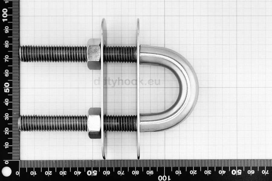 M12x120 U-bolt with two plates, stainless steel AISI 316 marine grade